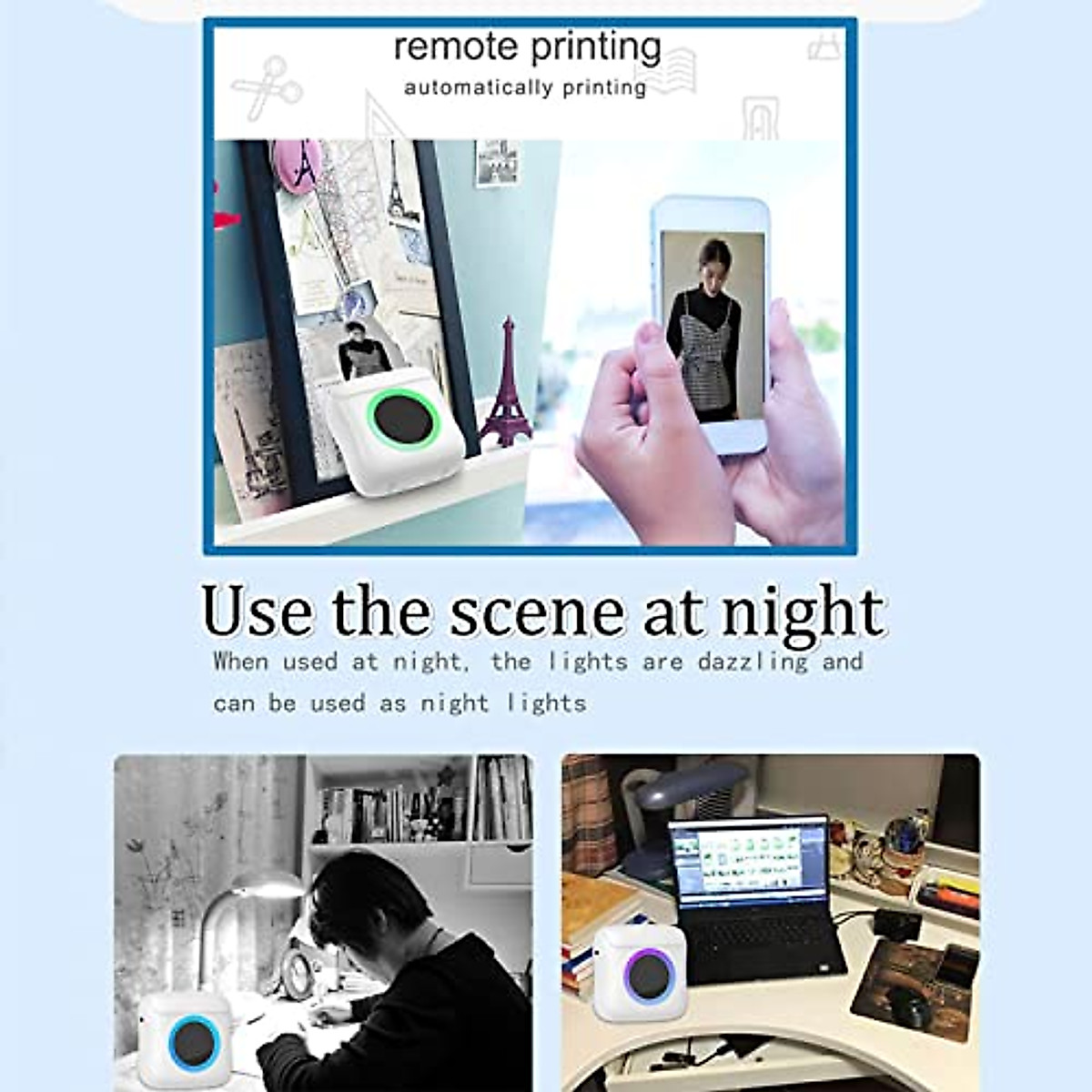 VIADHA Label Maker Thermal Barcode Label Printer, Portable Mini USB Rechargeable Bluetooth Sticker Maker Wireless Labeler Compatible with iOS & Android for Home, Office, Storage, Study