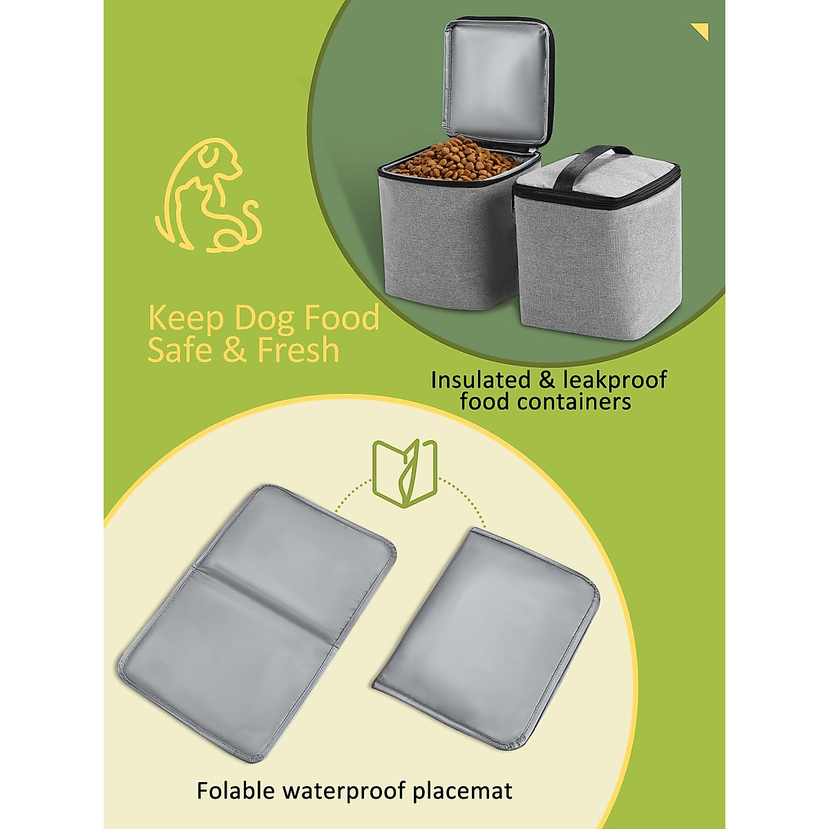 Dog Travel Bag, Airline Approved Organizer Backpack with Multi-Function Pockets, 25L Accessories Set with 2 Food Storage Containers, 2 Foldable Bowls for Weekend