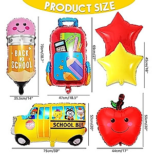 Back to School Decorations Balloons, Big Back to School Party Decorations Set, School Themed Cartoon Foil Balloons, First Day of School Decorations Pack of 6, Welcome Back to School Party Decor