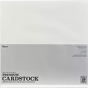 Darice GX-2200-18 20-Piece Card Stock Paper, 12 by 12-Inch, White