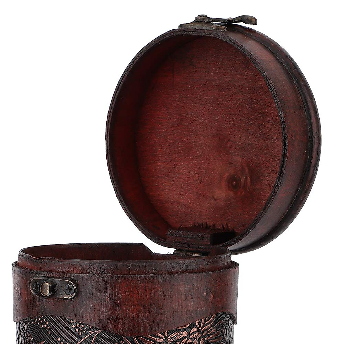 Garosa Retro Wooden Wine Gift Box Portable Vintage Round Wooden Single Red Wine Storage Box With Handle