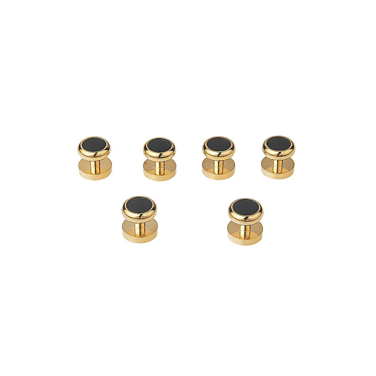 Tuxedo Studs and Cufflinks Set, Men's Cuff Links for Wedding, Business, Platinum Plated with Luxury Wooden Gift Box (Gold)