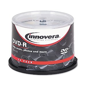 Innovera 46850 DVD-R Discs, 4.7GB, 16x, Spindle, Silver (Pack of 50)