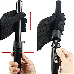 iMissiu Tourmaline 3 in 1 Curling Wand Set with 3 Interchangeable Curling Iron Ceramic Barrels with Heat Resistant Glove – Black