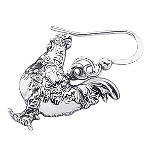 DUOWEI Cute Enamel Chicken Gifts Earrings Dangle Jewelry Accessories for Women Hypoallergenic Charms (Grey)