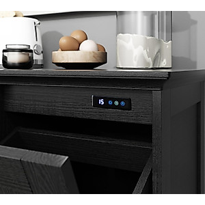 Tilt Out Trash Can Cabinet/Wooden Hidden Trash Cabinet,Pet Proof Trash Can Cabinet, Laundry Sorter Cabinet,Trash Can Cabinet with Deodorising Function,10 Gallons Kitchen Trash Cabinet (Black)