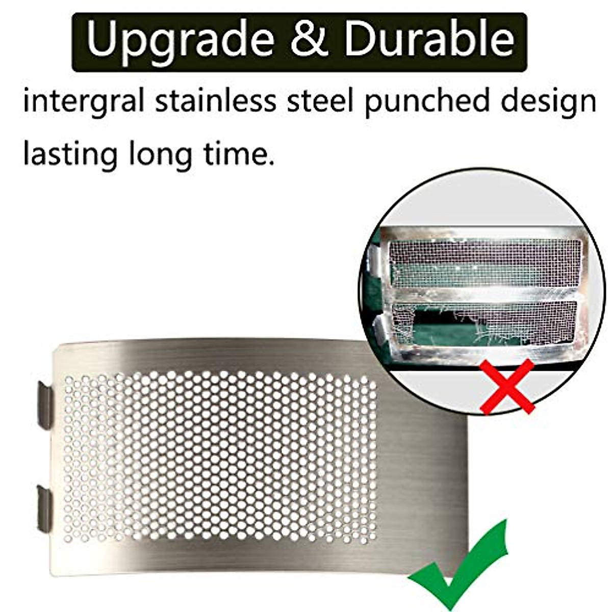 Draft Door Screen Kit Replacement Parts For Large and Medium Big Green Egg,Big Green Egg Accessories,Green Egg Chimney Door With Upgrade Punched Mesh Screen,Stainless Steel(Draft Door Kit for M&L BGE)