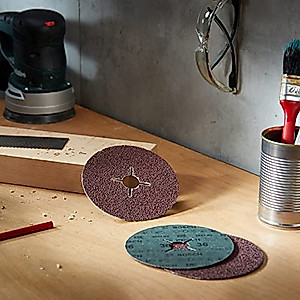 Bosch 2609256250 Fibre Sanding Disc for Angle Grinder Clamped for Wood and Metal 125 mm Disc, 22 mm Bore, 36 Grit