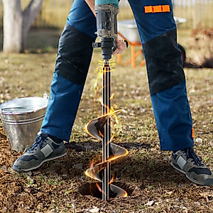 VEVOR Auger Drill Bits for Planting Set of 4, Garden Auger Drill Bit, Spiral Drill Bit for Post Hole Digger, Bulbs Planting & Holes Digging, for 3/8" Hex Drive Drill