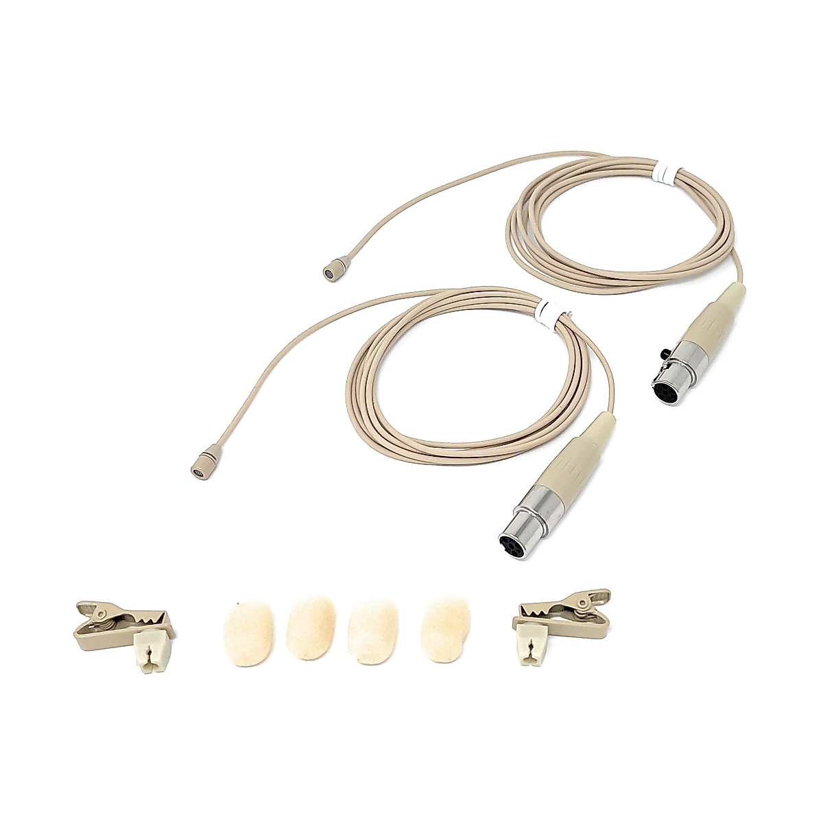 Pair of Lavalier Lapel Mics w/ 4 pin Mini XLR TA4F for Shure Wireless