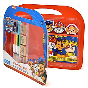 Gift Boutique Paw Patrol Kids Coloring Stamper and Activity Set, Mess Free Craft Kit for Toddlers Boys and Girls, Drawing Art Supplies Included Sketchbook, Bookmark, 3 Foam and 4 Wooden Stampers