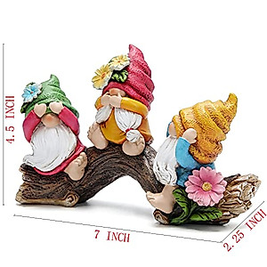 Hodao Spring Hear-No, See-No, Speak-No Gnomes Figurines Decorations Flower Gnomes Ornaments Scandinavian Tomte Elf Decor Gifts Summer Gnomes Figurines Decoration Home Table Spring Gnomes Decor