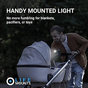The Original LED Stroller Light and Universal Mount by Life Mounts - Fits All Stroller Brands - (Black)