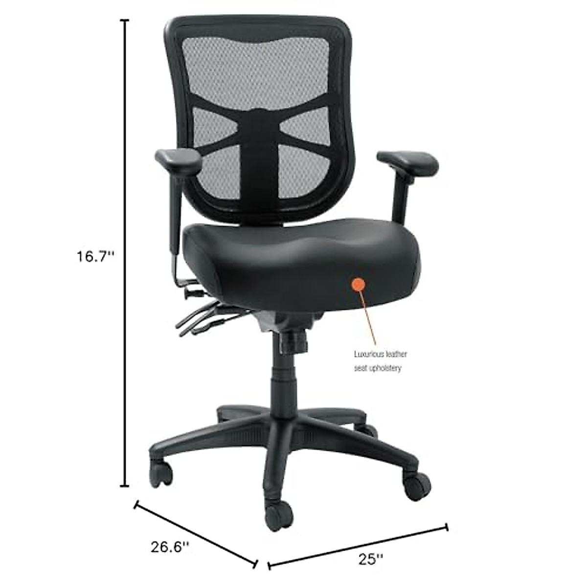 Alera EL4215 Elusion Series Mesh Mid-Back Multifunction Chair, Black Leather