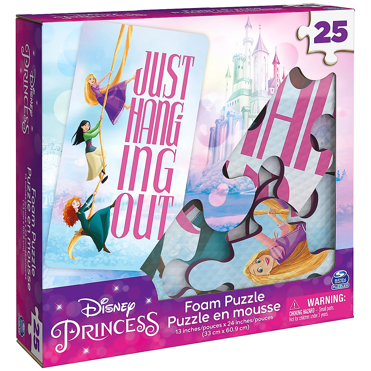 Disney Princess, 25-Piece Jigsaw Foam Squishy Puzzle Just Hanging Out Rapunzel Mulan Merida, for Kids Ages 4 and up
