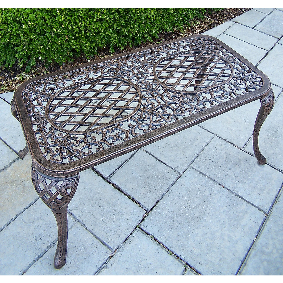 Oakland Living Mississippi Cast Aluminum Cocktail Table, 35-Inch by 18-Inch, Antique Bronze