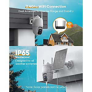 rockspace Outdoor WiFi Security Camera, 360° View Security Camera Wireless Outdoor, Pan Tilt Solar Powered with 1080p Night Vision, 2.4 Ghz Wi-Fi, 2-Way Talk, Motion Detection, Ip65 Waterproof