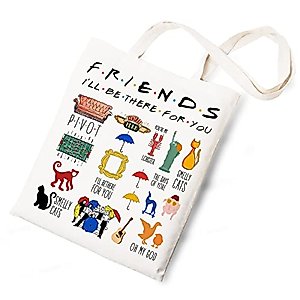 Friends I'll Be There for You Canvas Tote Bag Funny Friends Theme Cotton Reusable Tote Shoulder Bag Present for Friends Fans Women Men