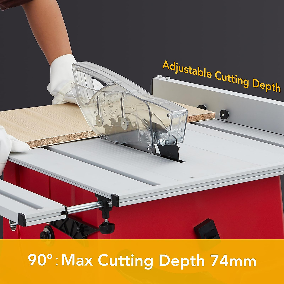 Table Saw, 10In Portable Table Saw 1800W, Cutting Speed Up to 5000RPM, 90°Cross Cut & 0-45°Cutting, Adjustable Blade Height for Woodworking, DIY Working
