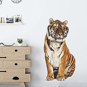 CozyDecor Tiger Wall Decal Sticker for Bedroom Kids Room, Tiger Decorations for Home Living Room Bedroom Playroom