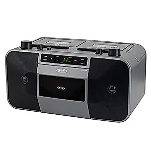 JENSEN MCR-1500 Portable Stereo CD Player and Dual-Deck Cassette Player/Recorder with AM/FM Radio, Gray