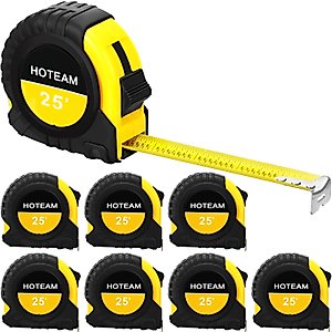 Hoteam 8 Pcs Tape Measure 25 Feet, Easy Read Bulk Measuring Tape Retractable Yellow Measurement Tape with Fractions 1/8