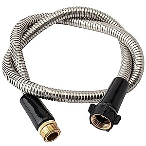 Yanwoo 304 Stainless Steel 4ft Garden Hose with Female to Male Brass Connector, 18mm Outer Diameter Flexible & Lightweight Heavy Duty Short Water Hose for Outdoor (4 Feet)