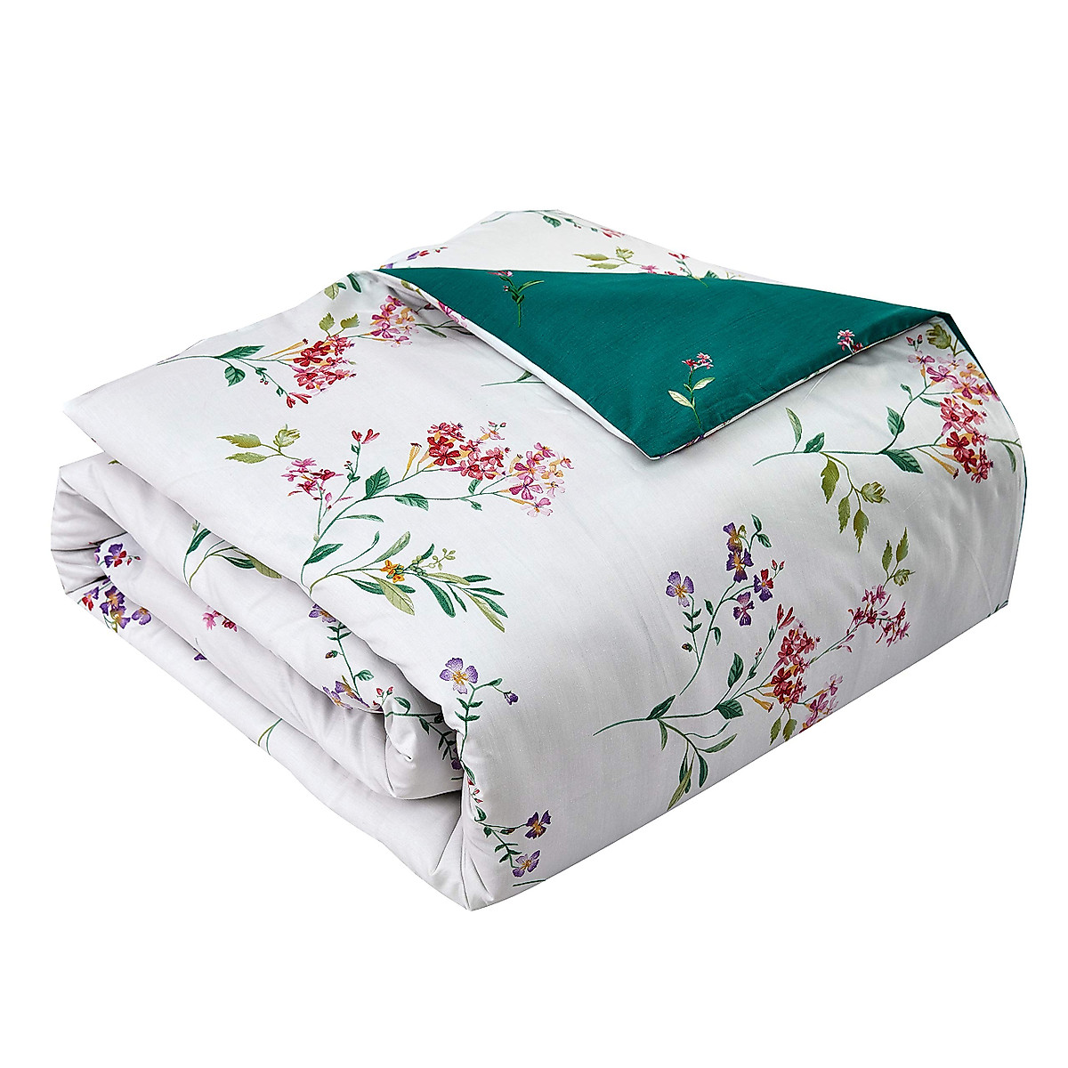 Duvet Cover Set 100% Cotton 3 Pieces(1 Piece Duvet Cover Do Not Include Filling And 2 Pieces Pillowcases) Printed Geometry Zipper Closure Soft Comfortable (Wild flower, King)