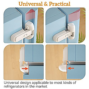 SAFELON 2 Pcs Baby Safety Fridge lock, Child Proof Refrigerator Freezer Door Lock, Protect Refrigerators With Damaged Sealing Strips ( White )