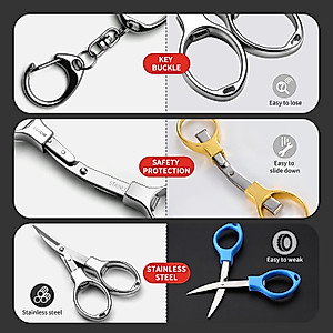 Folding Scissors, 2 PCS Secure Portable Keychain Travel Scissors, Stainless Steel Retractable Knife, Secure Portable Travel Travel Scissors for Home, Office, Fishing