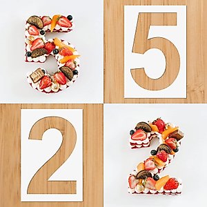 12 Inch Large Number Stencils Set Reusable Plastic Large Size Number Stencils for Cake Stencil Address Number Painting Stencils
