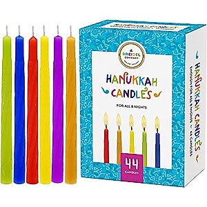 The Dreidel Company Menorah Candles Chanukah Candles 44 Colorful Hanukkah Candles for All 8 Nights of Chanukah (Single-Pack)