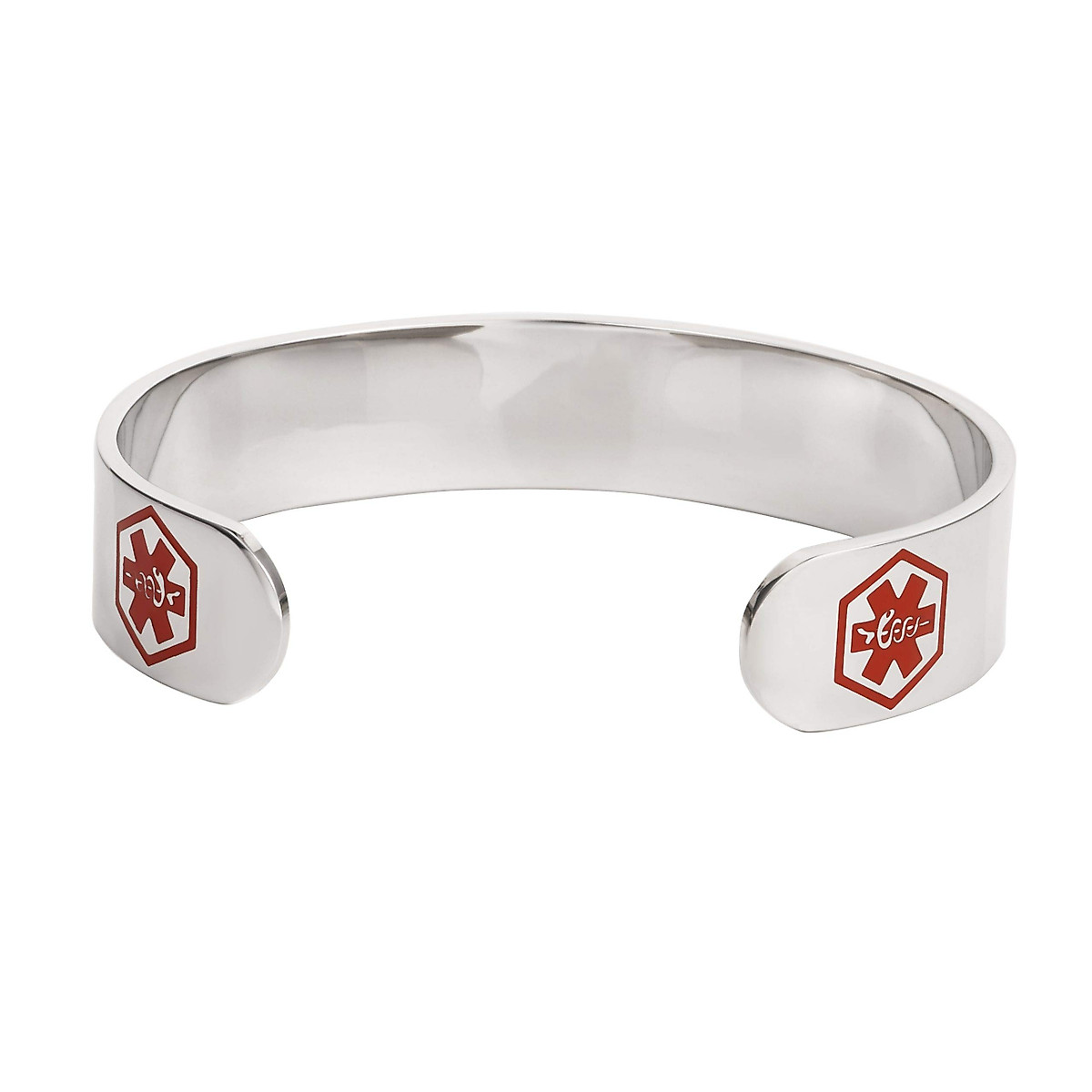 LinnaLove Free Engraving Medical alert id cuff bracelets silver identification bangle for women and men