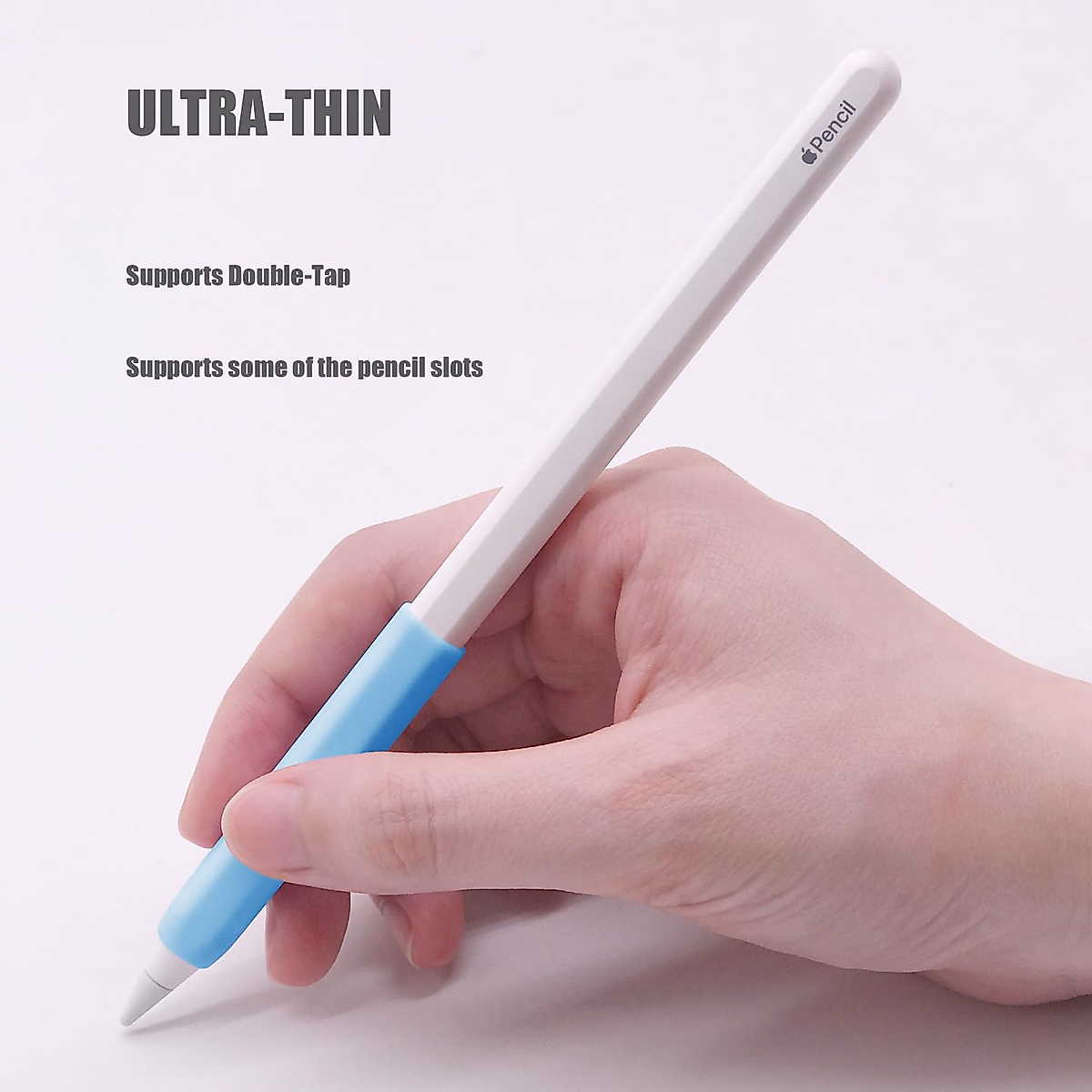 3 PCS Ergonomic Grip for Apple Pencil 2nd Generation, Grips Silicone Holder Sleeve for Apple Pen 2 Gen (Black, Blue,White)