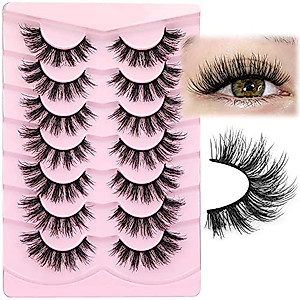 3D Natural False Eyelashes Fluffy Flat Lashes Wispy Faux Mink Eyelashes that Look Like Extensions Volume Strips Lash by Focipeysa