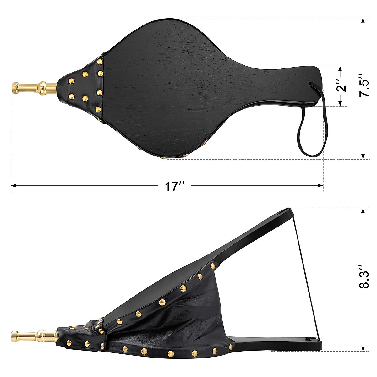 Amagabeli Fireplace Bellows 17"x 7.5" Large Wood Air Blower Cast Nozzle for Outdoor Camping BBQ Grill Chimney Hand Bellow Pump Pit Barbeque Fire Tools Accessories with Hanging Strap (Black)