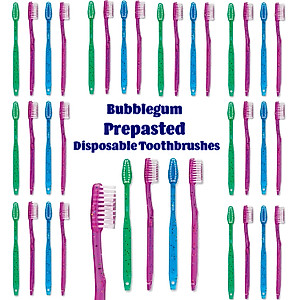 Bottles N Bags MEGA Pack Kids Disposable Toothbrushes with Paste | Children's Bubblegum Pre-Pasted & Individually Wrapped Toothbrush Bundle | Perfect for School, Camp, Summer Vacation, (144 Pack)