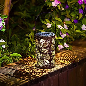 TAKE ME Solar Lantern Outdoor Waterproof Garden Hanging Lights Metal Leaf Pattern Lights for Garden Gifts Mother's Day Gift (Leaf.)