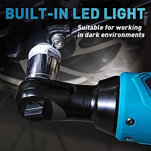 SPICIMOMO Cordless Electric Ratchet Wrench Set, 18V 40Ft-lbs Power Ratchet Kit 3/8" with 2 Packs 2.0 Ah Batteries, Included 6 Sockets and Charger, Variable Speed & LED Light