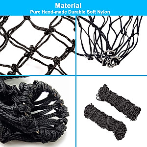 6 Pcs Hay Bags for Horses: 40 inch Long Slow Feed Hay Net for Horses - 2 * 2 inch Holes Mess with Nylon Rope Hanging (Black)