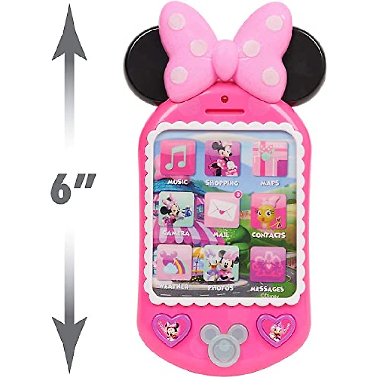 Minnie Mouse Toy Phone for Girls - Bundle with Minnie Mouse Cell Phone Toy with Sound Buttons Plus Bookmark and Stickers | Minnie Mouse Phone for Toddler Girls