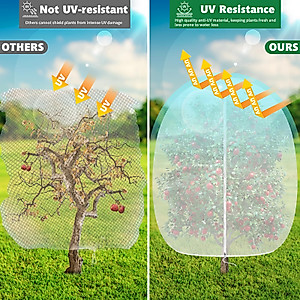 OZMI 4 Pack Garden Plant Fruits Blueberry Bushes Protection Netting Covers Barrier Bags with Metal Zipper & Drawstring, Garden Plant Tree Blueberries Bush Protector Mesh Net Bags(4 x 5 Ft)