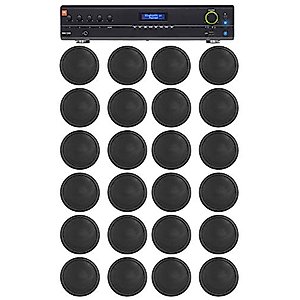 JBL VMA1240 Commercial/Restaurant 240W 70v Bluetooth Mixer/Amplifier, 5 Inputs Bundle with (4) Rockville CCL6T Black 70V 6" Commercial Ceiling Speakers 4 Restaurant/Office