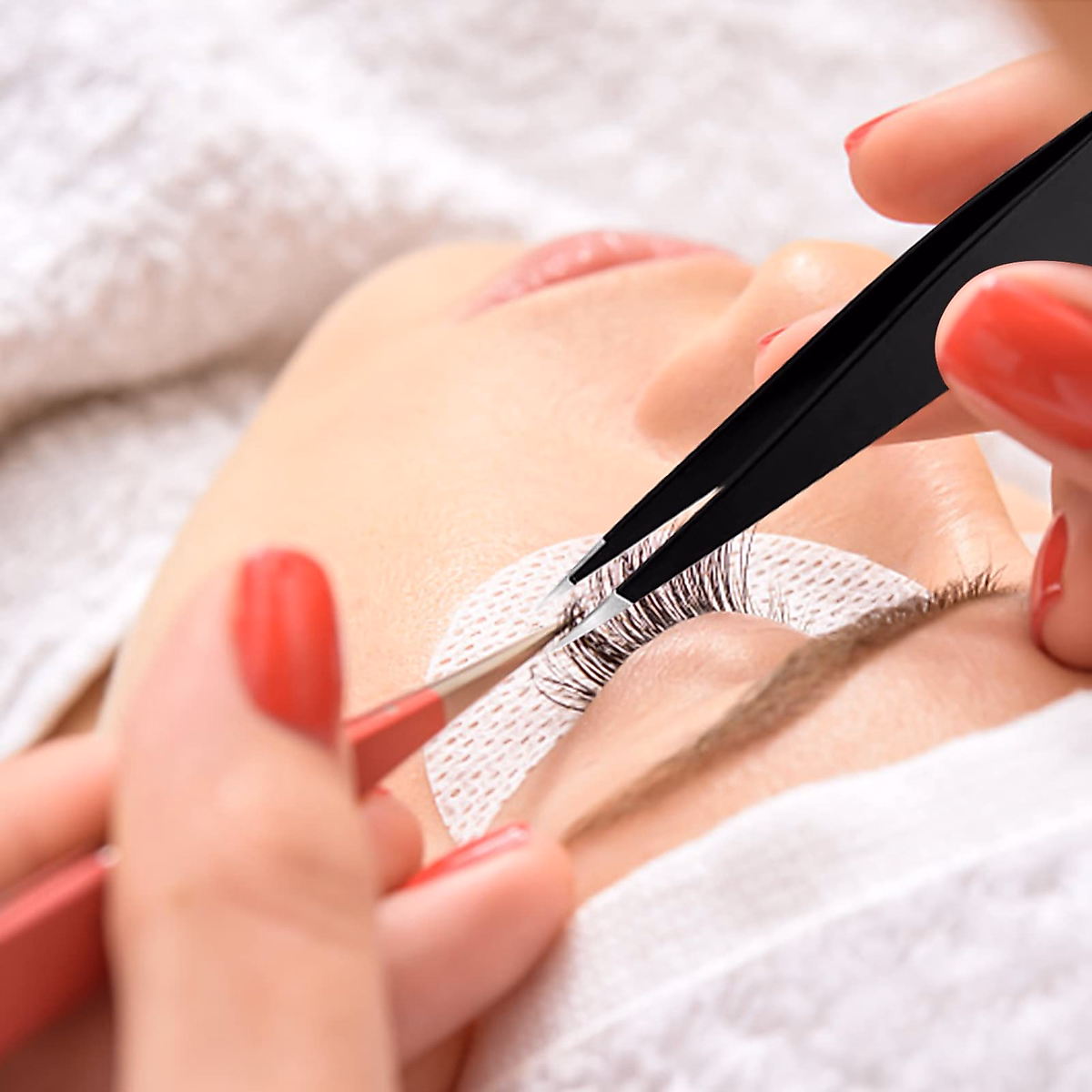 YEEPSYS 4 Pcs Professional Stainless Steel Tweezers, Women Men Precision Eyebrow Remover for Ingrown Hair, Facial Hair, Beard, Blackhead (Black)