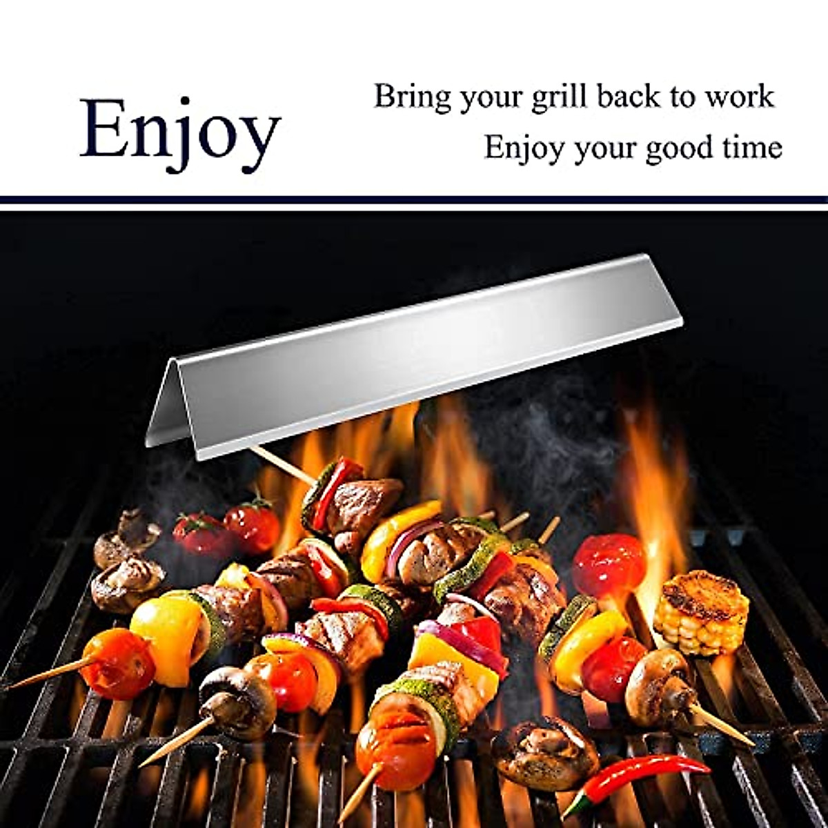 Boloda 13 1/4" Heat Deflector and 17.5" Flavorizer Bars Replacement for Weber 7620 7622, Genesis 300 Series E310 E330 S310 S320 EP/CEP-310 EP/CEP-320 EP/CEP-330 with Front Control Knobs 2011 & Newer