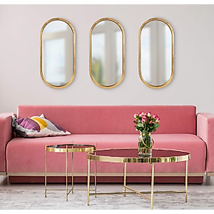 Kate and Laurel Travis Modern Capsule Wood Framed Wall Mirror, 12 x 24, Gold, Chic Geometric Wall Hanging Mirror for Display
