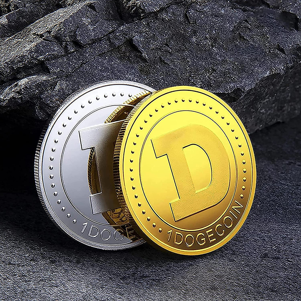 Generl 2 PCS-1 oz Dogecoin Commemorative Coin 2021 Gold-Plated, Silver-Plated, Dogecoin Limited Edition Collectible Coins, with Protective Cover, Display Stand —Gifts for Dog Lovers