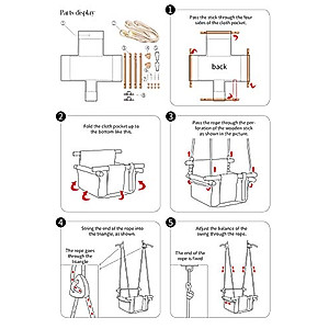 Canvas Baby Swing Seat Chair Indoor Outdoor Hanging Swing Seat for Baby with Soft Cushion/Safety Belt/Mounting Hardware,Orange