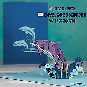 Dolphin Pop Up Card by DEVINE Popup Cards | 3D Cards Pop Up Birthday Cards for Women Mom Dad Boy Girl Husband Wife | Funny Pop Up Greeting Cards Granddaughter Niece Nephew Mother Kids Son Daughter