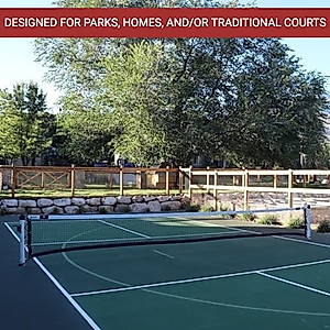 Dominator In Ground Pickleball System - Includes Two Heavy Duty Round Pickleball Posts with Net and Sleeves - Aluminum, Rust Free, and Follows USAPA Standards